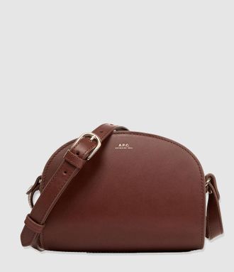 A.P.C. Sac Demi-Lune Mini Cuir Lisse Noisette