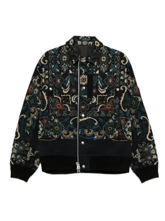 sacai veste zippée à motif cachemire - Noir