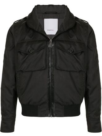 Ports V veste bomber à poches poitrine - Noir