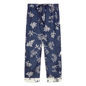 Max Mara Femme, Pantalons, Bleu, Taille: 40 FR Pantalon en Soie Bleue &agrave; Motif Imprim&eacute;