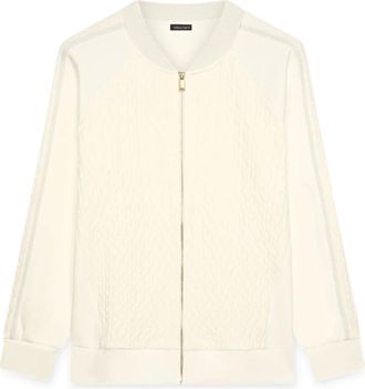 Fiorella Rubino Femme, Sweatshirts et sweats &agrave; capuche, Blanc, Taille: 40 FR Sweat &agrave; capuche zipp&eacute; en double tissu