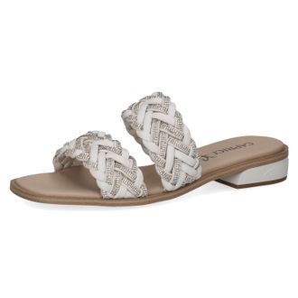 Caprice Damen Pantoletten Glitzer Elegant, Wei&szlig; (White Softnap.), 39 EU
