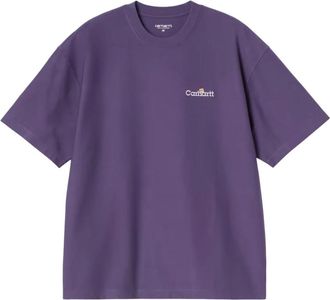 Carhartt Work in Progress Homme, Tops, Violet, Taille: M S/S WIP Label T-Shirt