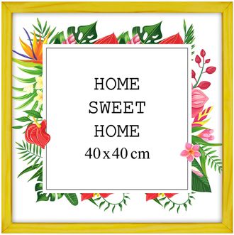 MG Design Gelb Bilderrahmen 40 x 40 cm - Aus echtem Holz mit Acrylglas, zum Aufhängen & Aufstellen, für Fotos, Poster & Puzzle