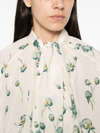 F.R.S. Floral Print Silk-Blend Blouse - Cream