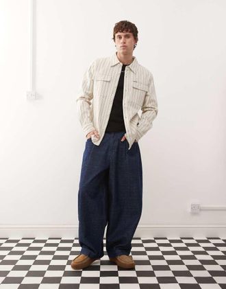 Deus Vacay - Gestreiftes Jeanshemd-Blau