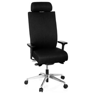 hjh OFFICE 608610 Profi Bürostuhl PRO-TEC XXL Stoff Schwarz Chefsessel ergonomisch, bis 150kg belastbar, hohe Rückenlehne
