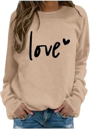 Generic Sweat &agrave; capuche d&eacute;contract&eacute; &agrave; col rond imprim&eacute; pour la Saint-Valentin 2026, kaki, L