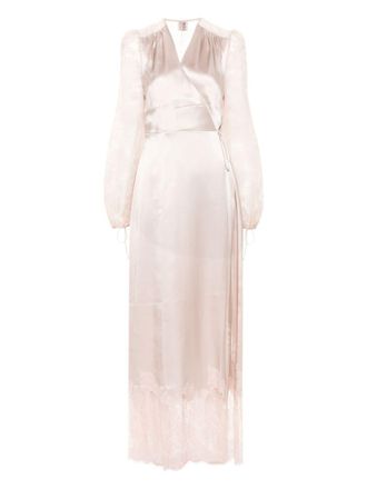 Carine Gilson robe portefeuille à empiècements en dentelle - Rose