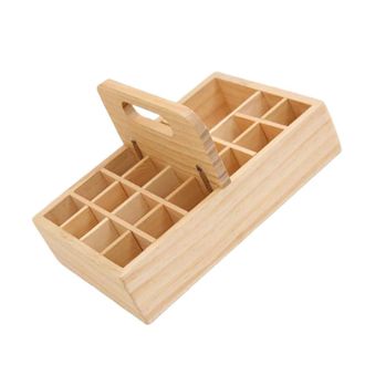 Valiclud Holzkiste Aufbewahrungskorb Aus Naturholz Mit 21 F&auml;chern Tragbarer Handbeh&auml;lter F&uuml;r &Auml;therische &Ouml;le Und Flaschen Organizer Mit Abnehmbarem Einsatz F&uuml;r 