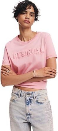 Desigual T- Shirt &agrave; Manches Courtes en Tricot pour Femme, Rouge, XL