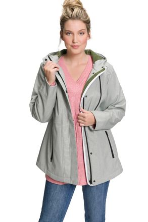 Ulla Popken Damen HYPRAR Softshelljacke, Fleecefutter, wasserabweisend Jacken, grün, 46-48