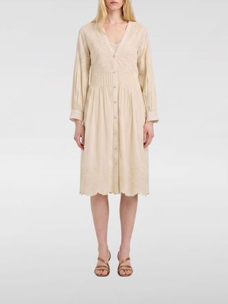 Momoni Robe-chemise midi en voile de coton &agrave; manches longues