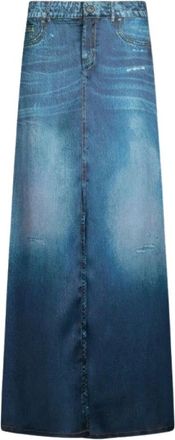 Liu Jo Femme, Jupes, Bleu, Taille: W26 Gonna Lunga Digital Prints Skirt
