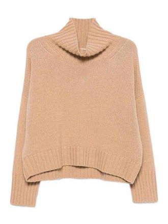 Soft Goat Pull Col Roul&eacute; - Camel