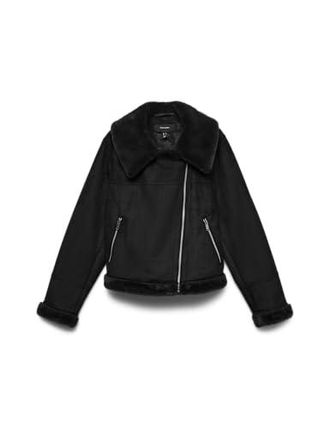 Vero Moda Vmpeggy Faux Suede Jacket Boos Femme Veste, Schwarz, M