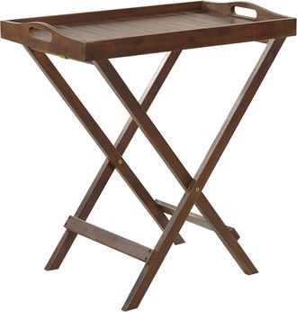Beliani Garten-Teetisch Akazienholz Dunkelbraun abnehmbare Tischplatte Amantea