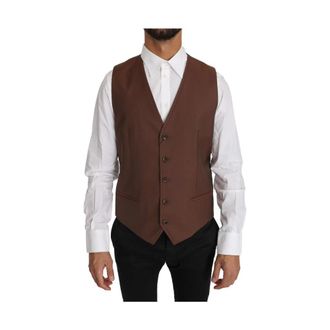 Dolce & Gabbana Bronzene Formelle Slim Fit Wollweste - - Suits - Herren - Braun - L