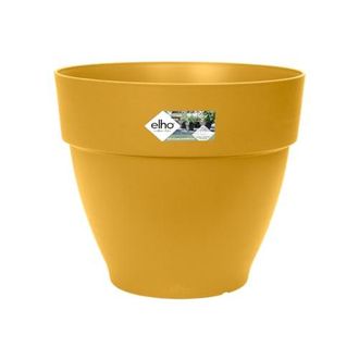 ELHO Vibia Campana Rond 35 - Pot De Fleurs pour Ext&eacute;rieur - Plastique 100% recycl&eacute; - &Oslash; 34.5 x H 29.7 cm - Jaune/Jaune Miel