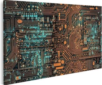 Islandburner Prime Bild auf Leinwand Mikrochip Verschaltung Technologie Platine Muster Bilder Wandbilder Poster