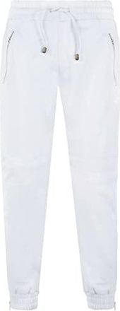 Infinity Leather Pantalon en Cuir Véritable pour Homme Pantalon de Survêtement en Nappa Blanc Bas de Jogging 42