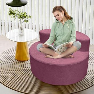 Generico Runder Sessel mit abnehmbarem und maschinenwaschbarem Bezug, bequem und klein, ideal f&uuml;r Wohnzimmer, Schlafzimmer und Wohnung (Dunkelviolett)