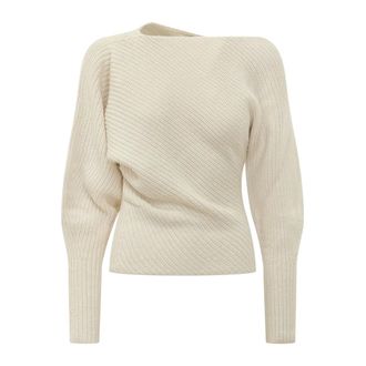 Alberta Ferretti Femme, Pulls, Beige, Taille: 40 FR Pull Manches Longues &agrave; Col Asym&eacute;trique