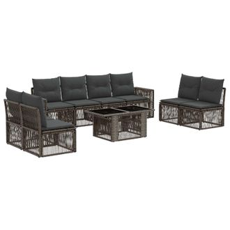 vidaXL Set Divano Da Giardino 9 Pz Grigio E Grigio Scuro Polyrattan Vidaxl