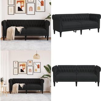 vidaXL Chesterfield-Sofa 2-Sitzer Schwarz Stoff - Chesterfield Sofa - Couch Schwarz - 2-Sitzer Sofa - Wohnzimmer Möbel - Sessel - Home & Living