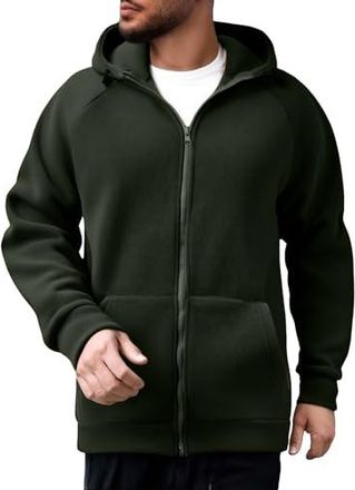 Generic Sweat &agrave; capuche uni l&eacute;ger pour homme - Pull &agrave; capuche l&eacute;ger et tendance avec v&ecirc;tements pour entra&icirc;nement int&eacute;rieur et ext&eacute;rieur, Vert, 3XL