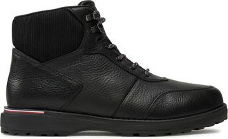 Tommy Hilfiger Schnürschuhe Tommy Hilfiger Corporate Warm Outdoor Lth Boot FM0FM05148 Schwarz