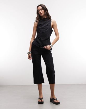 Weekday Pantalon densemble court et ajust&eacute; &agrave; rayures - Bleu marine