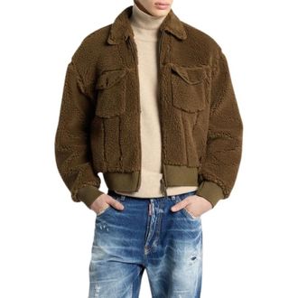 Dsquared2 Homme, Vestes, Brun, Taille: M Veste Teddy Oversize en Jean