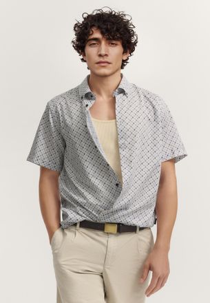 Bugatti Herren Kurzarm-Hemd elegant mit Allover-Muster