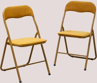 Sklum Sklum - Pack 2 Chaises Pliantes en Velours Iraida Moutarde