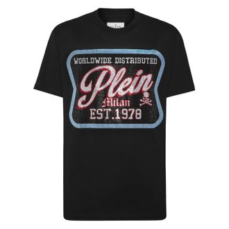 Philipp Plein Homme, Tops, Noir, Taille: 4XL T-Shirt Col Rond