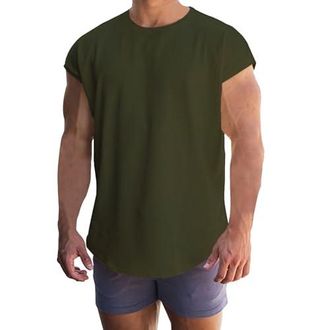 Generic Sweat-shirt &agrave; manches courtes pour hommes : t-shirt coupe ajust&eacute;e t-shirt de sport l&eacute;ger t-shirt de course respirant couleur unie t-shirt col rond t-s