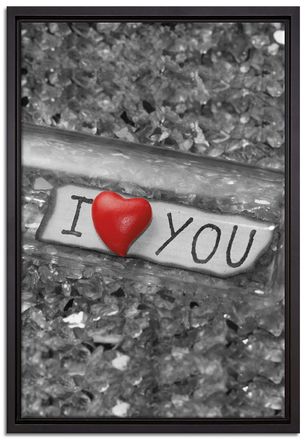 Pixxprint Flaschenpost Leinwandbild 60x40 cm im Bilderahmen, Wandbild, Schattenfugenrahmen, Kein Poster