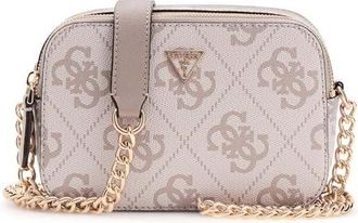 Guess sac à épaule bandoulière Noelle II Crossbody Camera Bag Dark Taupe Logo gris clair