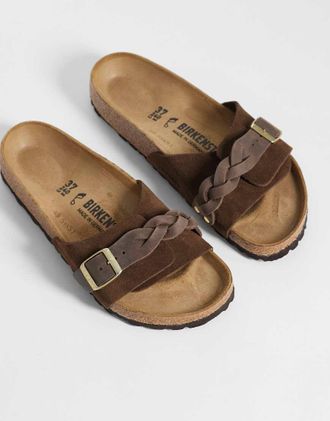 Birkenstock Oita - Geflochtene Sandalen aus Wildleder in Carafe-Braun