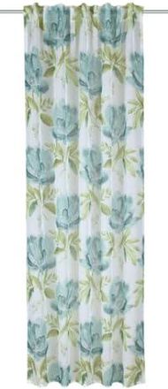 Gardinia Sehlbach Fertiggardine mit Gardinenband, All-Over-Blumenprint, Grün, 135 x 245 cm Gardinen, Blickdicht, Lichtdurchlässig, Öko-Tex Zertifiziert, Indivi