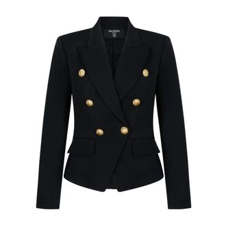 Balmain Doppelreihiger Wollblazer - - Jackets - Damen - Schwarzk - XS