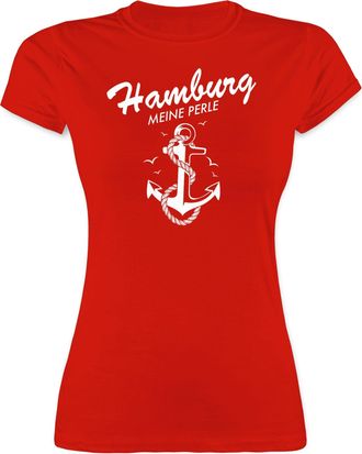 Shirtracer Shirt Damen - Stadt und City Outfit - Hamburg - Meine Perle - XL - Rot - Shirts st&auml;dte Hamburger t-Shirt t Hamburg... Tshirt Souvenir tailliert Tshirt