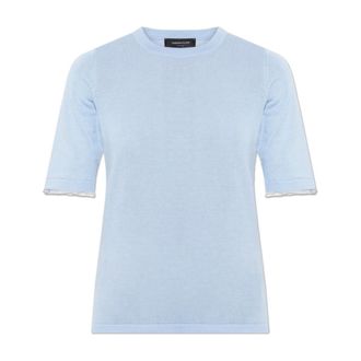 Fabiana Filippi Femme, Tops, Bleu, Taille: 38 FR Top avec manches aux finitions d&eacute;coratives