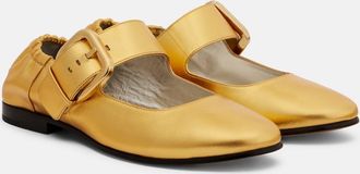 Bottega Veneta Ballerines Mary Jane Amy en cuir métallisé