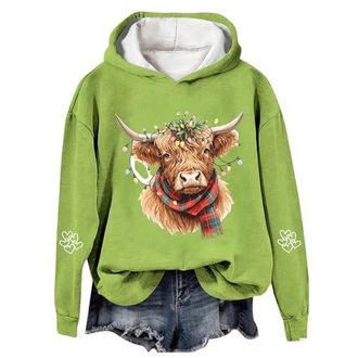 Generic Cadeaux de No&euml;l pour femmes Highland Cow Sweatshirts Automne Hiver Doux Chaud Pull de No&euml;l Nouveaut&eacute; Dr&ocirc;le Vache Highland Sweats de No&euml;l Casual Manche
