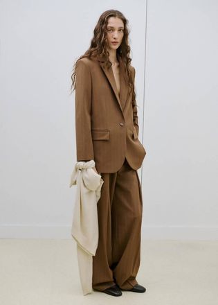 Mango Blazer costume rayures tennis caramel - Femme - XXS - MANGO