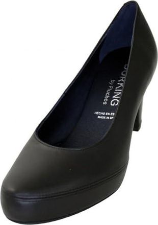 Dorking 5794 - Chaussures de salon hautes en cuir avec plateforme avant en noir, bordeaux et porcelaine, Noir, 37 EU