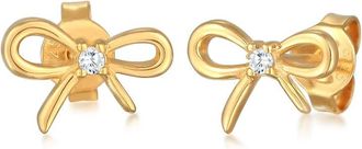 Elli Trendiger Damen-Ohrstecker in Goldoptik aus 925er Sterlingsilber mit Schleifenmotiv mit Zirkonia-Goldfarben