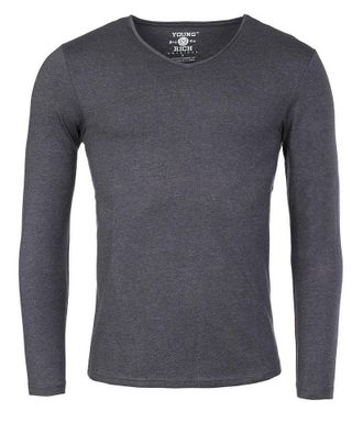 Young & Rich Langarmshirt Herren Uni Basic Longsleeve V-Ausschnitt Unterziehshirt 2001 5er Pack (5er-Pack, 5-tlg., 5er-Pack) V-Ausschnitt unifarben langarm slim fi